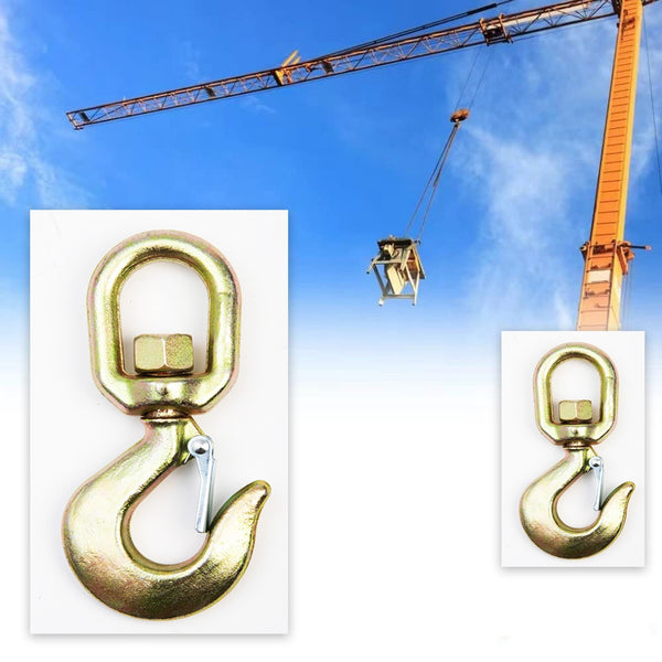 2 Swivel Eye Hook 2 Ton Hoist Lifting Rigging G70 w Latch 5/8" Alloy S ...