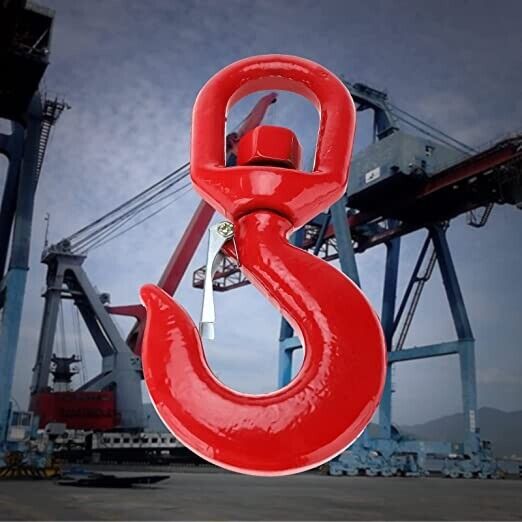 x4 Red Swivel Eye Hook 3 Ton Hoist Lifting Rigging G70 w Latch 5/8" St ...