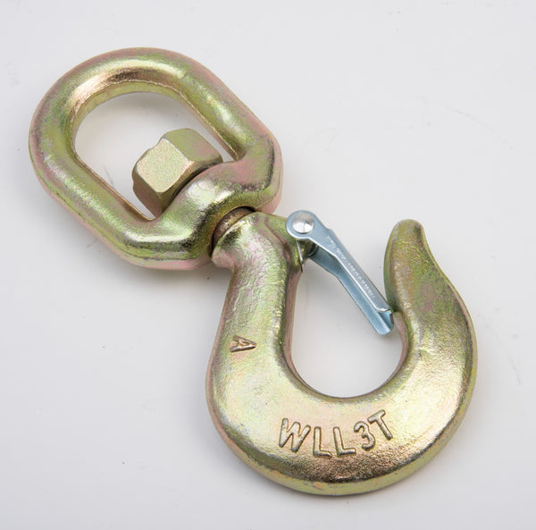 4 Swivel Eye Hook 3 Ton Hoist Lifting Rigging G70 w Latch 5/8" Alloy S ...
