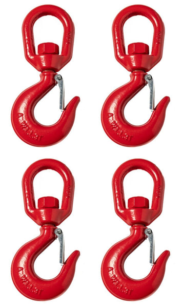 x4 Red Swivel Eye Hook 3 Ton Hoist Lifting Rigging G70 w Latch 5/8" St ...