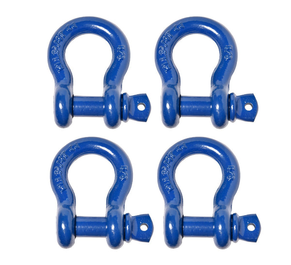4 Pack 5/8" Blue Bow Shackle D-Ring w 3/4" Clevis Screw Pin WLL 7000lb ...