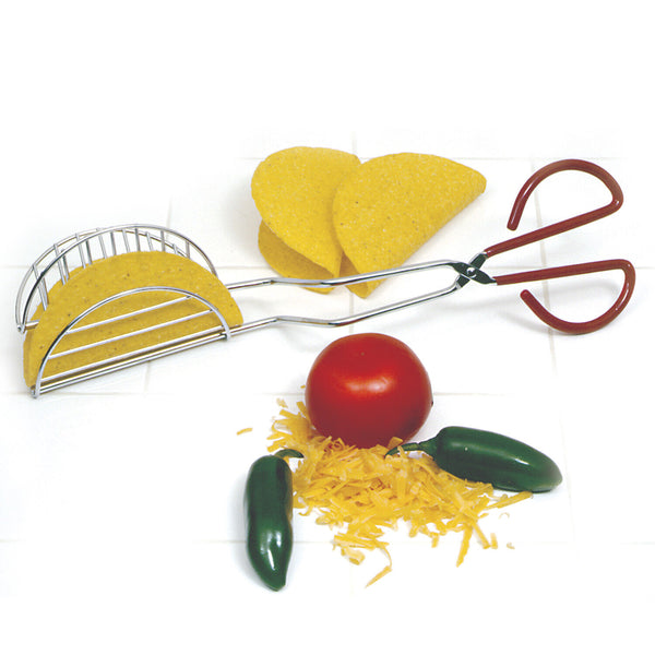 Taco Shell Maker Press Tortilla Fryer Tongs Kitchen Plated Steel 13" L ...