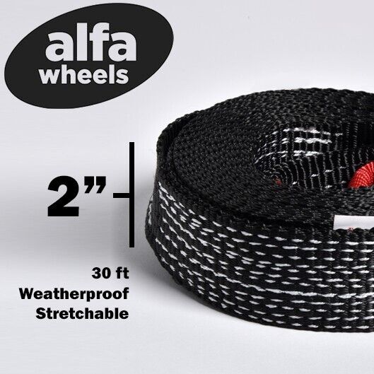 5x Tow Straps 30ft winch sling vehicle recovery 2" 14000lbs Black 6.5 ...