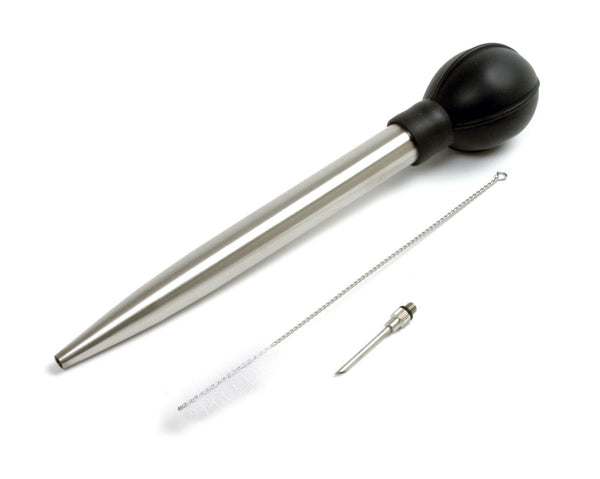 Stainless Steel Baster Turkey Chicken 3 piece Set Silicone Bulb Deluxe ...